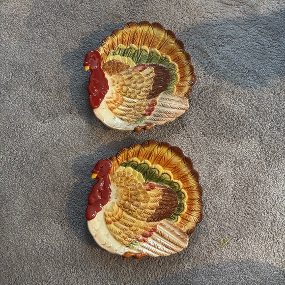 Pier 1 | Holiday | Vtg Pier Turkey Plates Fall Farmhouse Decor Hand ...